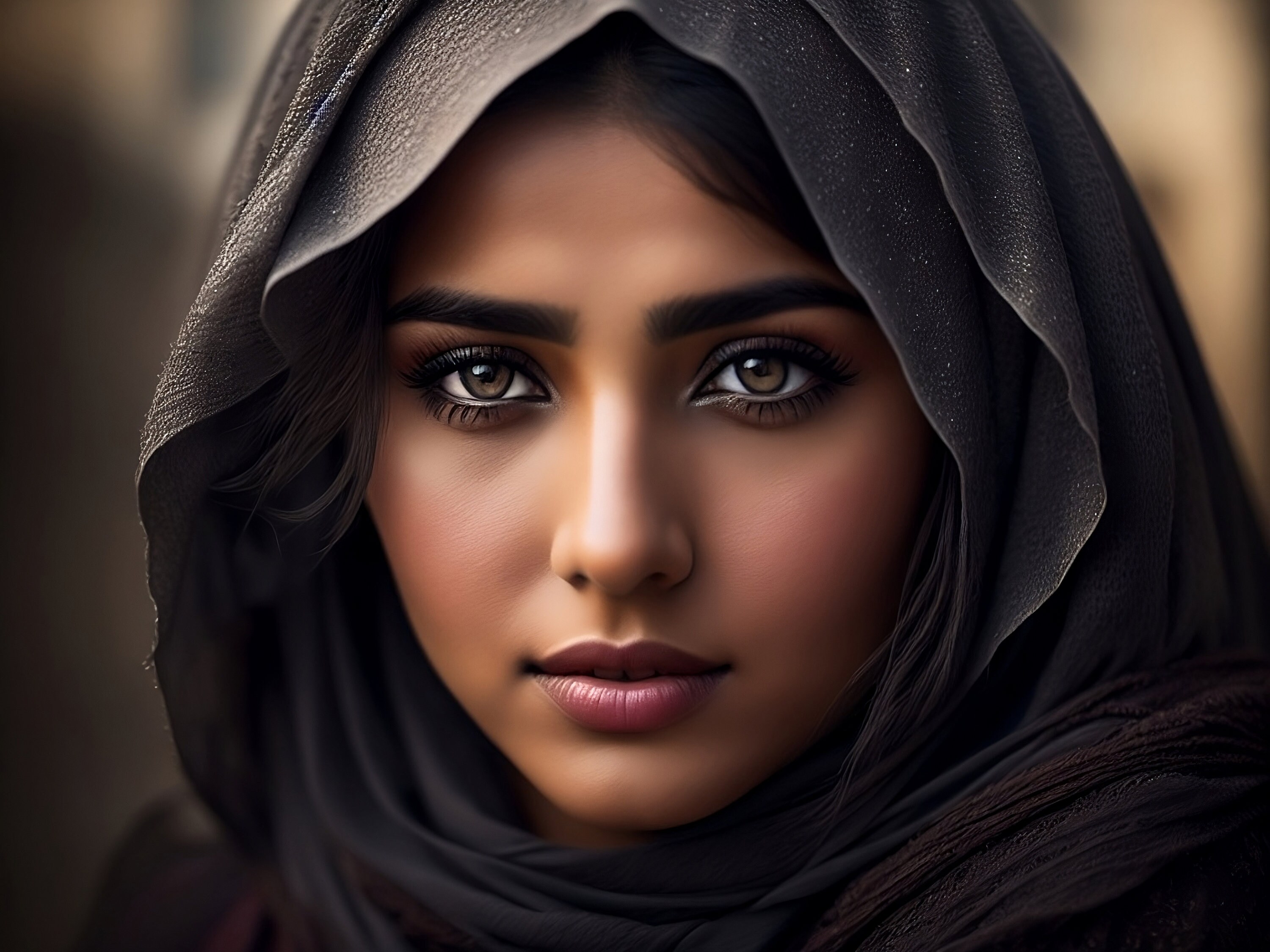 Elegant Arabic Woman With Hijab - Digital Artwork Celebrating Cultural ...