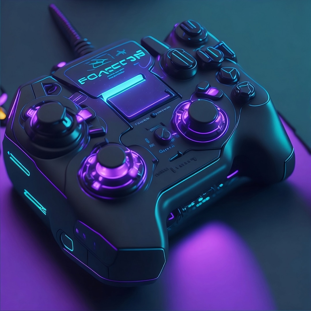 Cyberpunk Game Controller - Futuristic Digital Artwork for Gaming ...