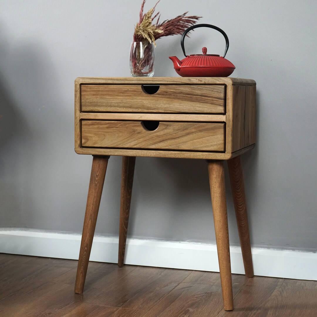 Rustic Bedside Table With Drawers Nightstand With Storage - Etsy