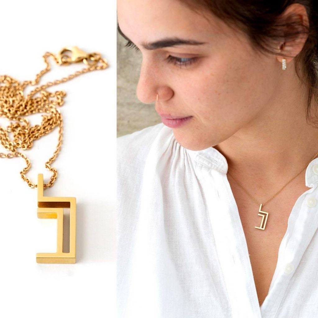 14K Gold Necklace, lev. the Hebrew Word for Heart - Etsy