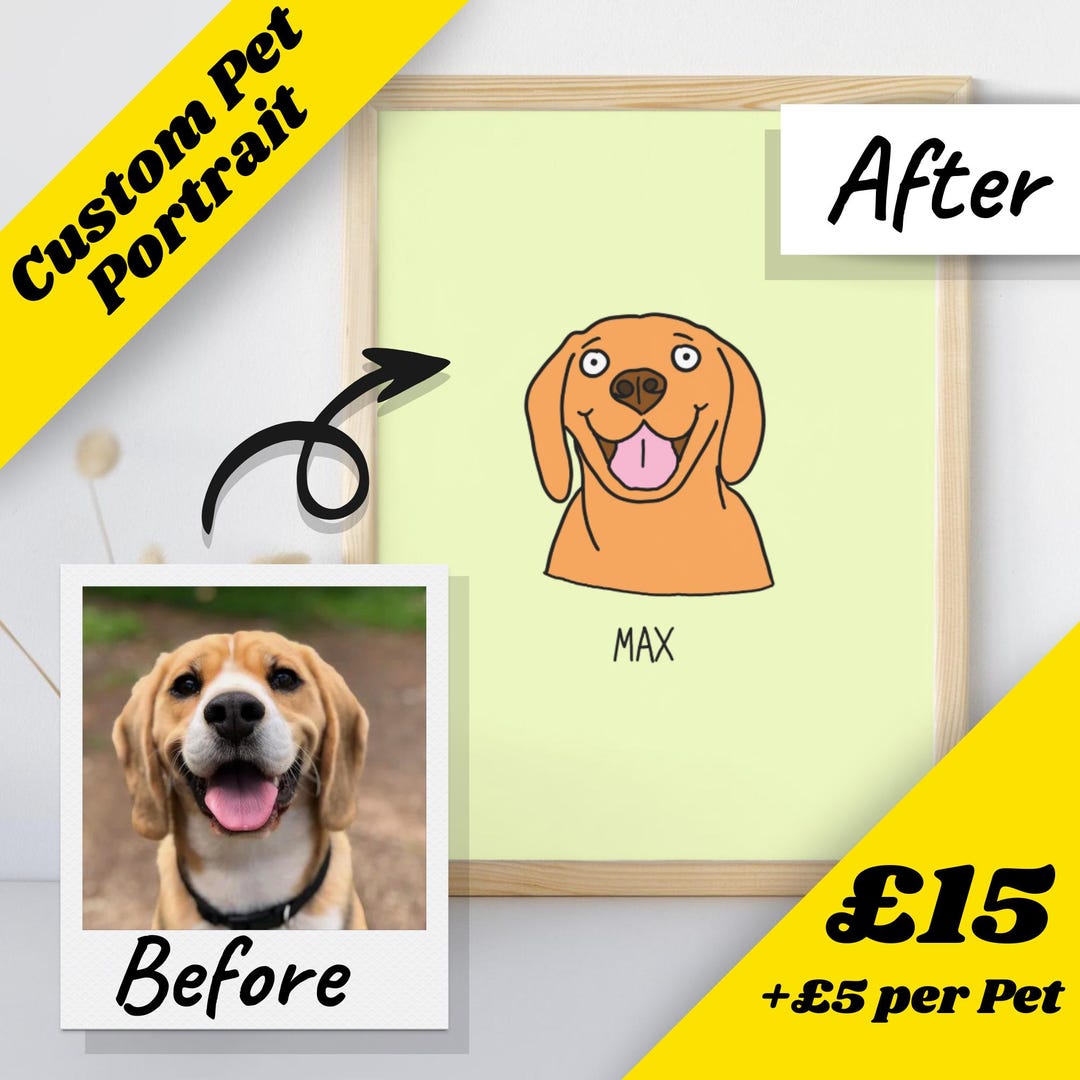Custom Funny Dog Portrait Dog Art Custom Pet Portrait Pet Parent Gift ...