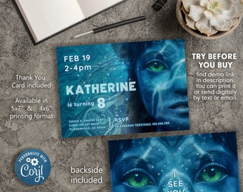 Printable Avatar 2 Invitation Pandora Editable Birthday - Etsy
