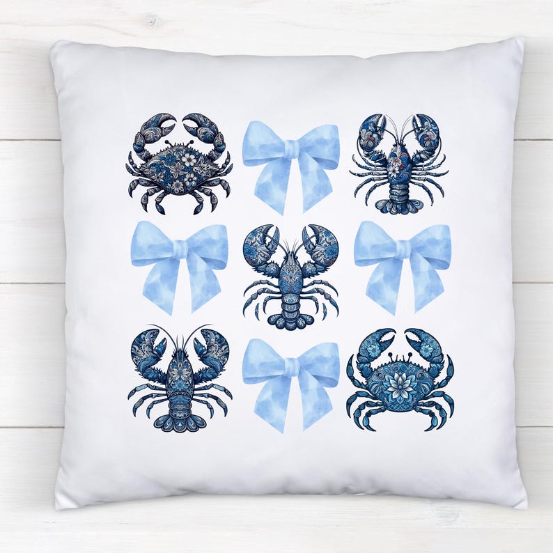 Coquette Blue Paisley Crab & Lobster PNG Fisherman Aesthetic PNG ...