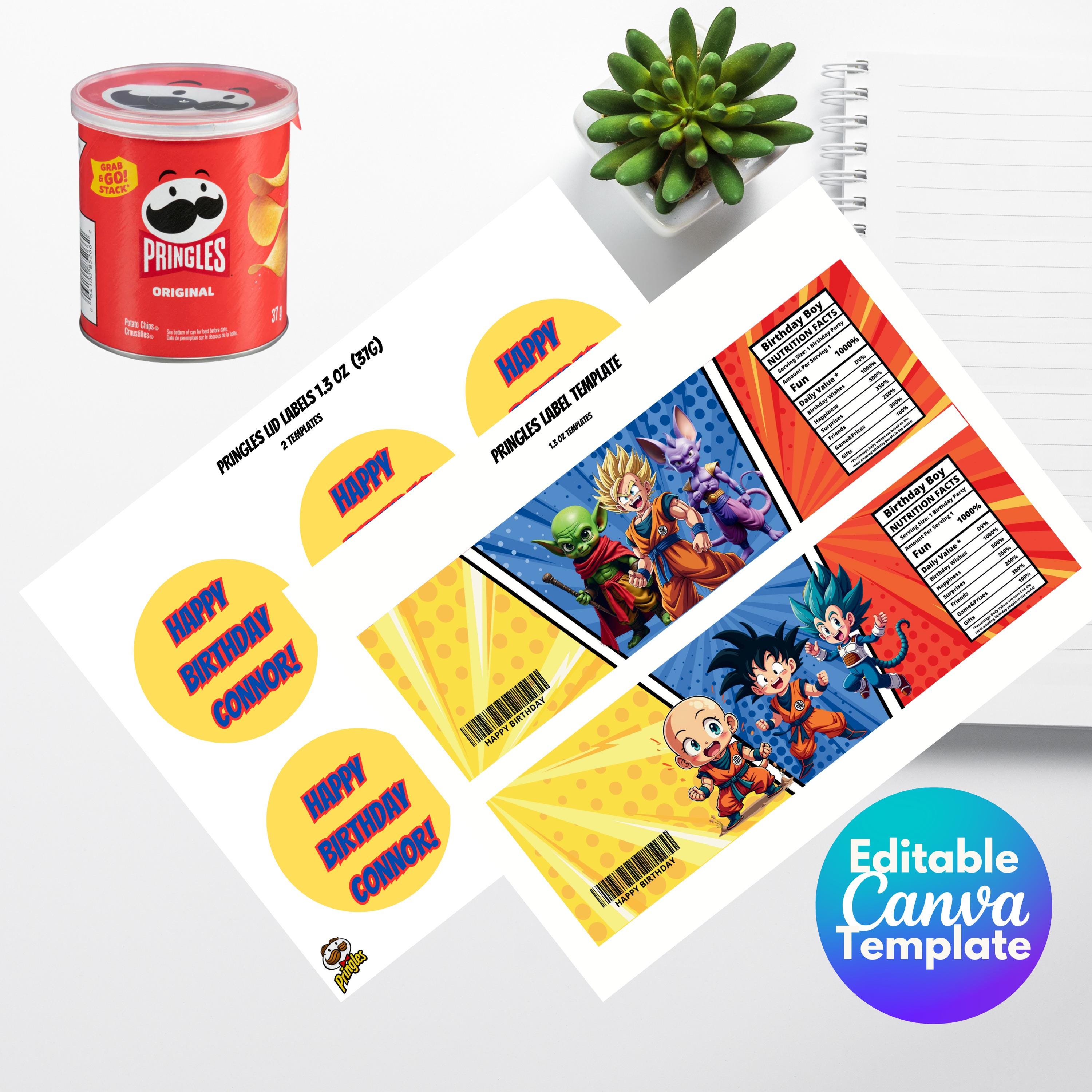 Dragon Ball Z Pringles Labels, Anime Birthday Printable Label, Trendy ...