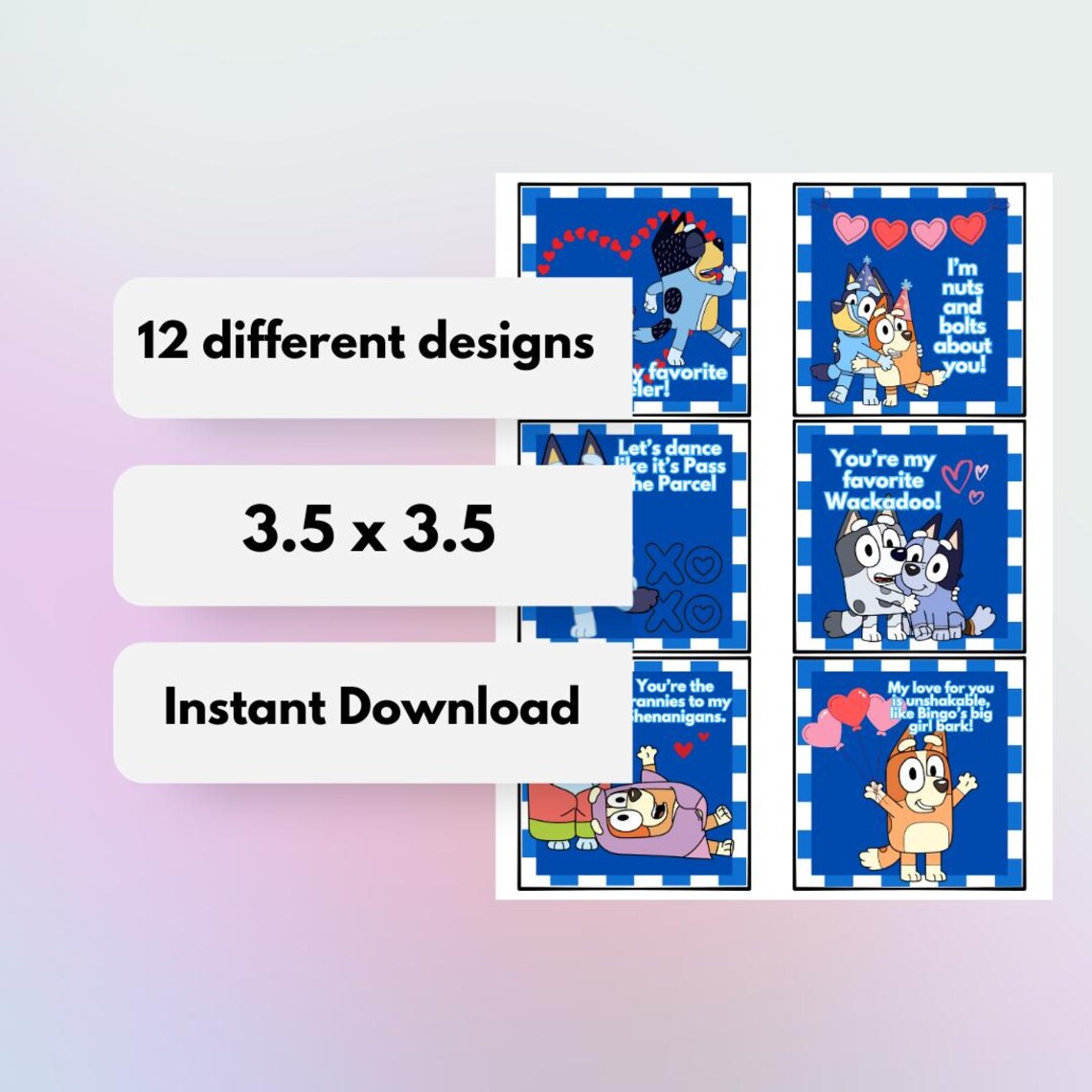 Bluey Valentine Printable Card, Bluey Inspired PDF, Trendy Valentines ...