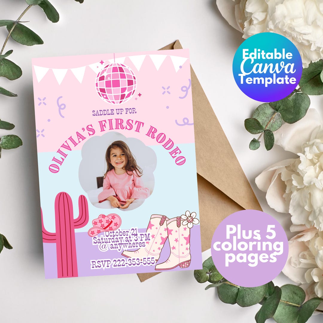 EDITABLE My First Rodeo Birthday Invite, First Rodeo Digital Invitation ...