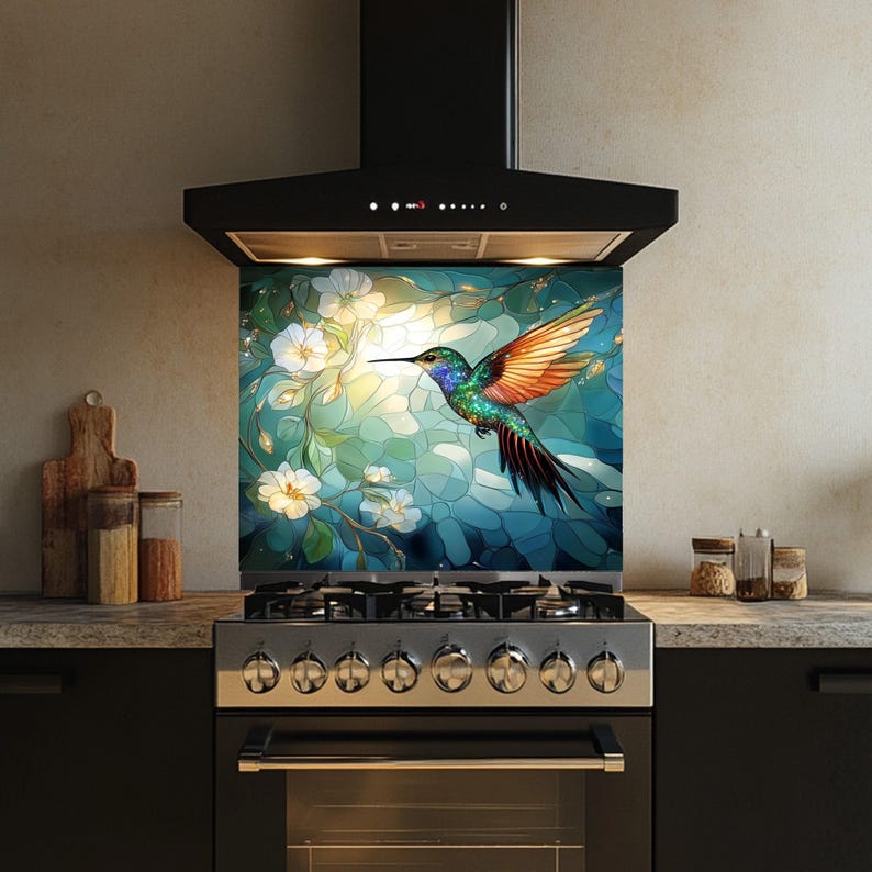 Tempered Glass Backsplash, Bird Glass Backsplash, Kitchen Backsplash ...