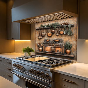 Tempered Glass Kitchen Backsplash Behind Stove, Copper Backsplash Stove ...