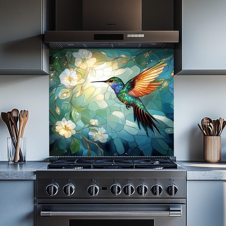 Tempered Glass Backsplash, Bird Glass Backsplash, Kitchen Backsplash ...