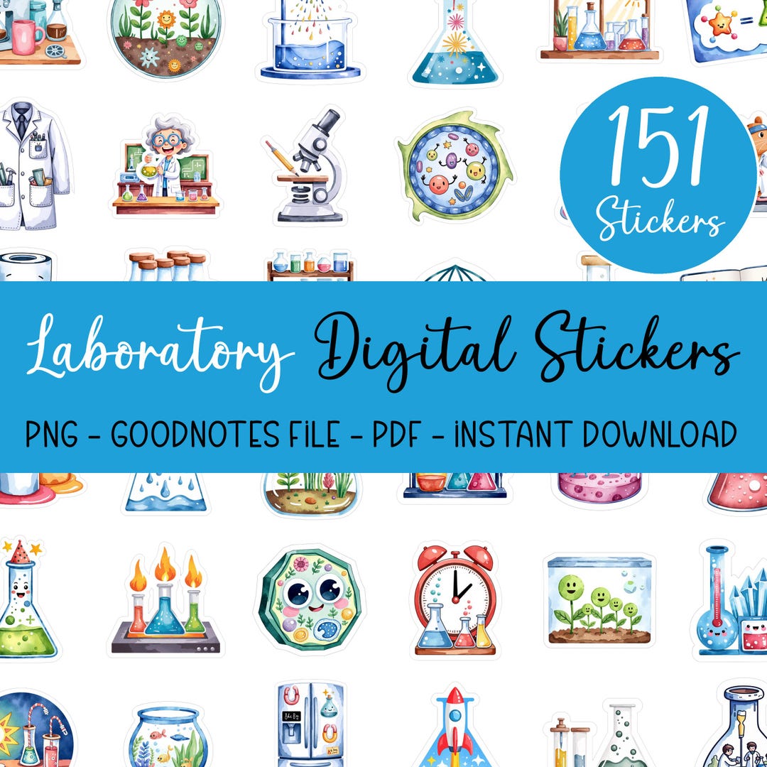 151 Laboratory Science Digital Stickers for Goodnotes Digital Planner ...