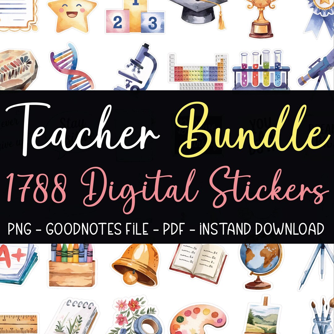 1778 BUNDLE Teacher Stickers Digital, Teacher Digital Stickers ...