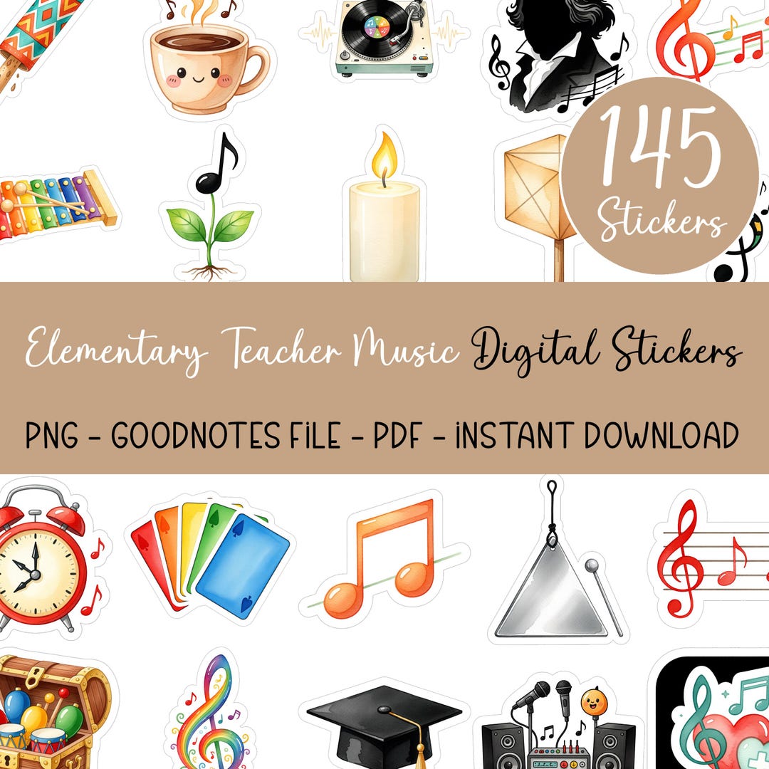 Music Teacher Goodnotes Stickers Digital Planner Bundle 145 PNG iPad ...