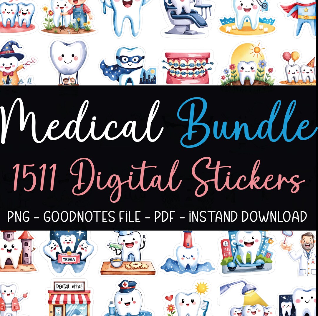 1511 BUNDLE Medical Digital Stickers, Healthcare Collection, Goodnotes ...