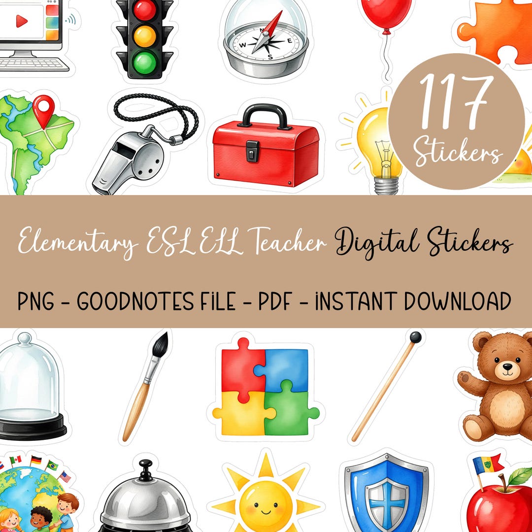 Elementary ESL ELL Teacher Digital Stickers Goodnotes Planner iPad ...