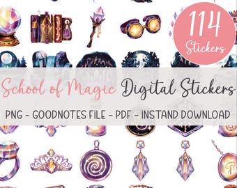 School of Magic Stickers Digital, Witchy Stickers, Magical Stickers ...