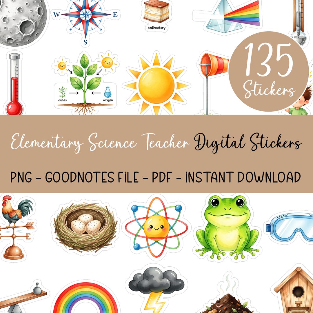 Elementary Science Teacher Goodnotes Stickers Digital Planner iPad ...