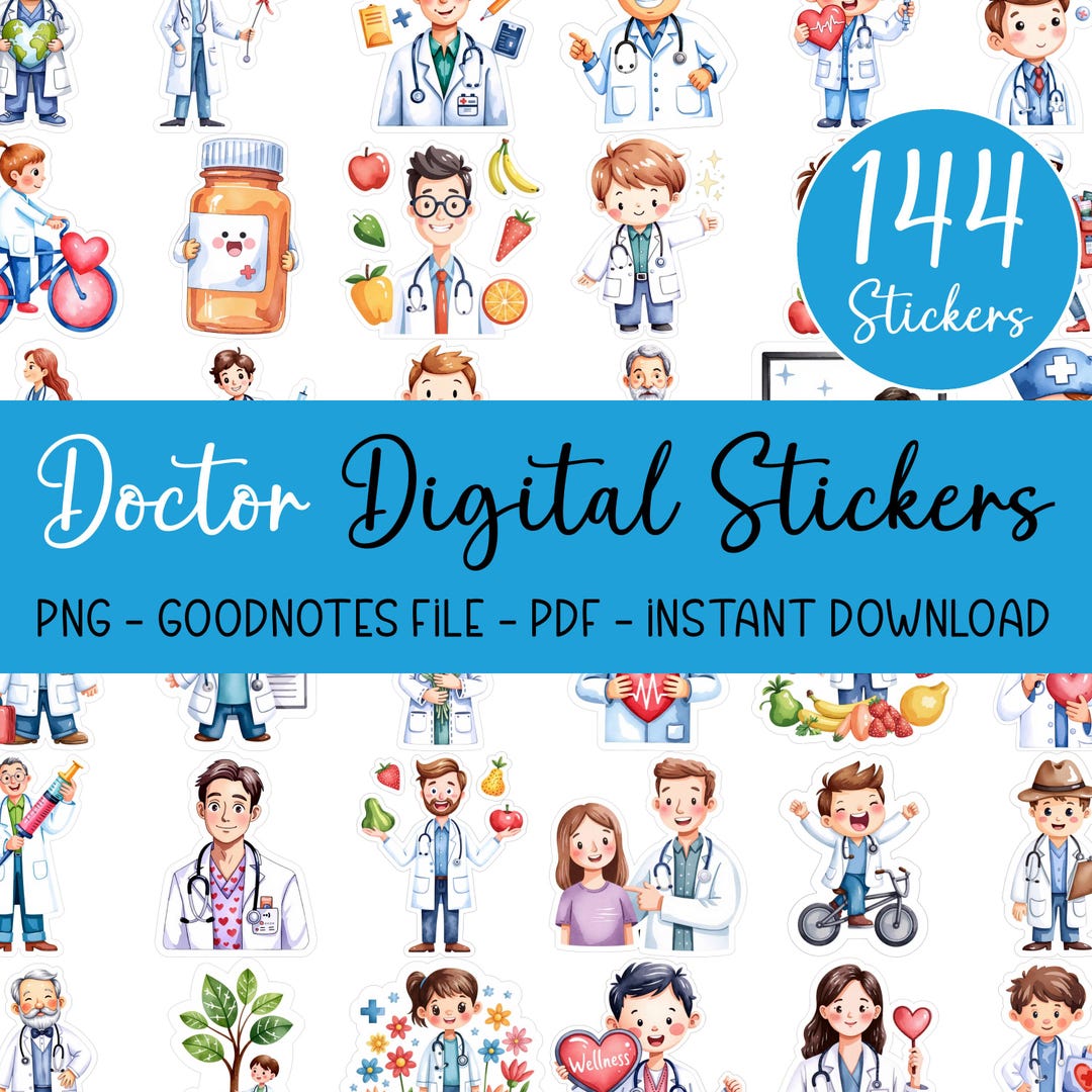 144 Doctor Digital Stickers Instant Download Transparent PNG Goodnotes ...