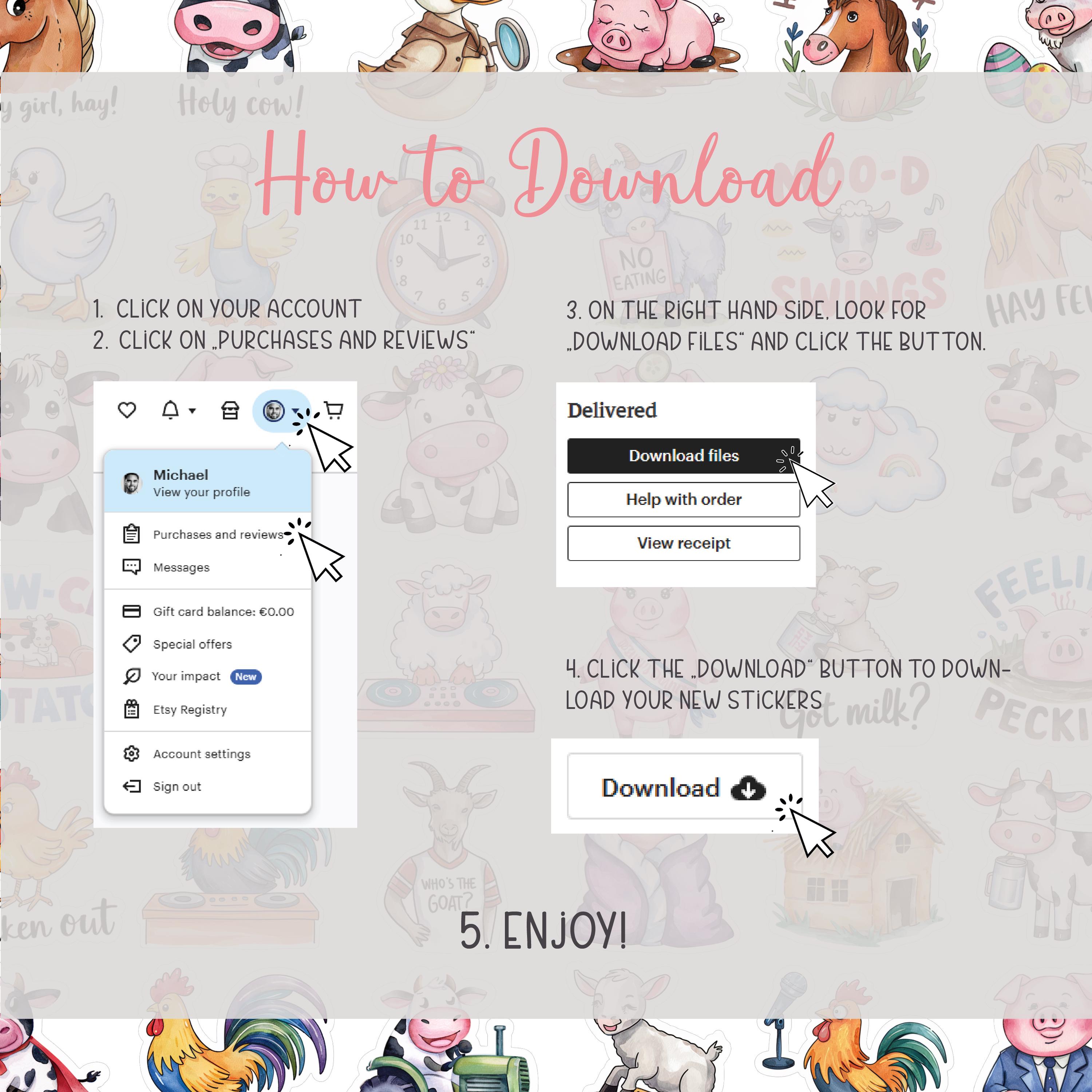 Farm Animals Digital Stickers Bundle Goodnotes Stickers Precropped PNG ...