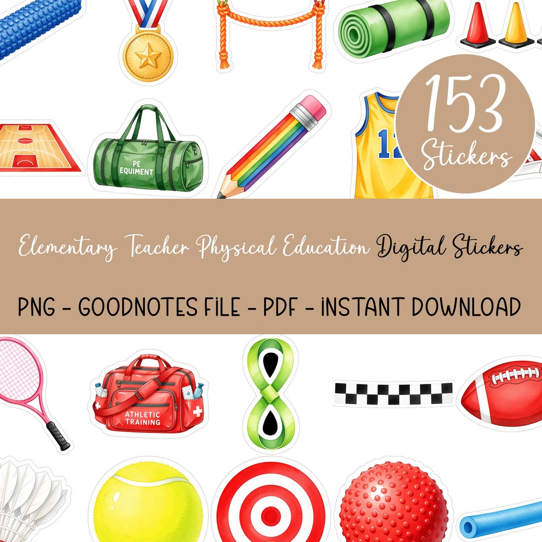 Physical Education Stickers Goodnotes PE Teacher Digital Planner iPad ...