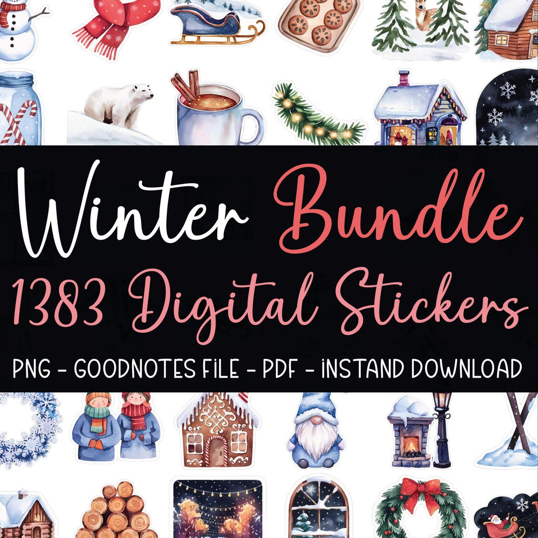 1383 BUNDLE Winter Digital Stickers, Winter Stickers Collection ...