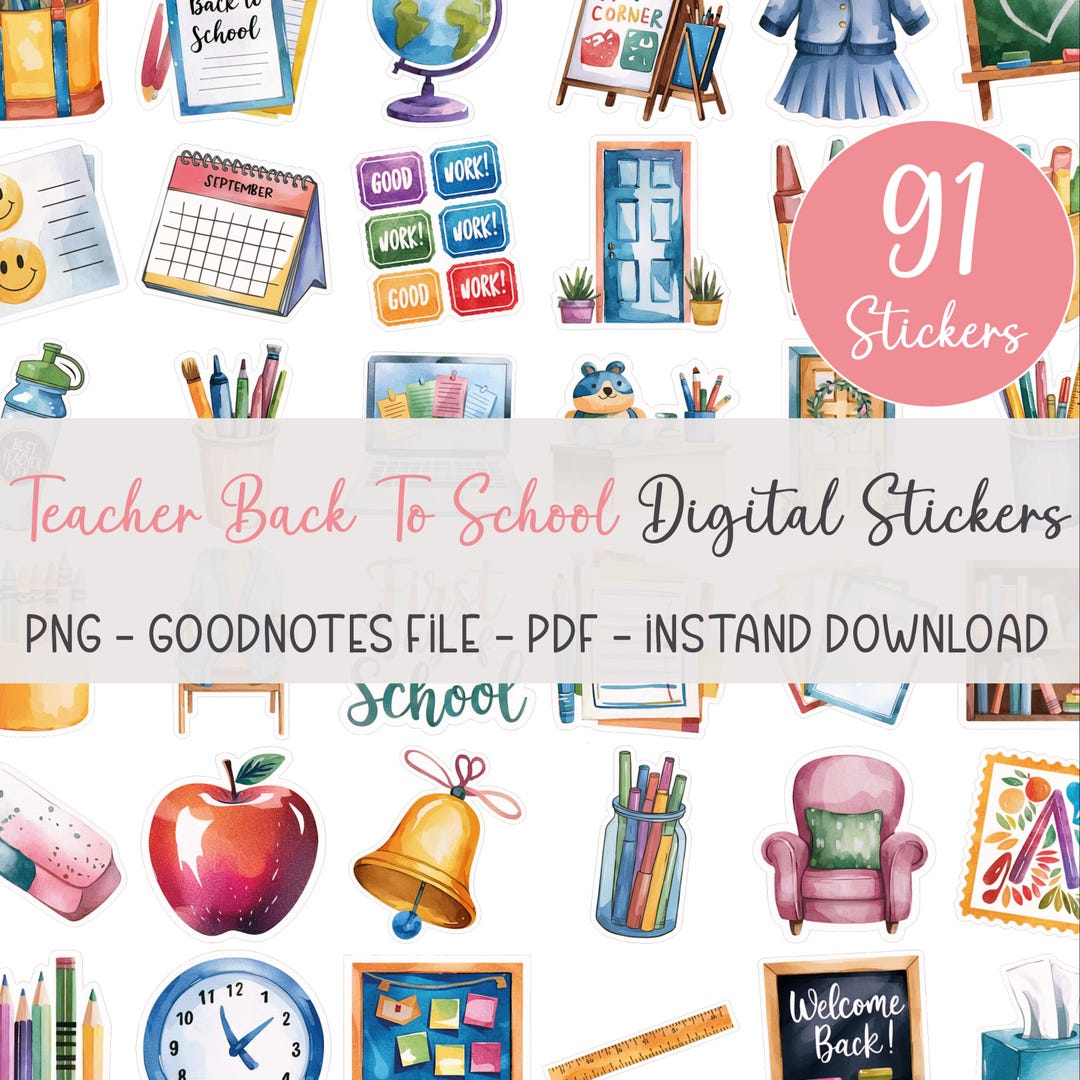 91 Digital Stickers for Teachers Back to School, Classroom Stickers ...