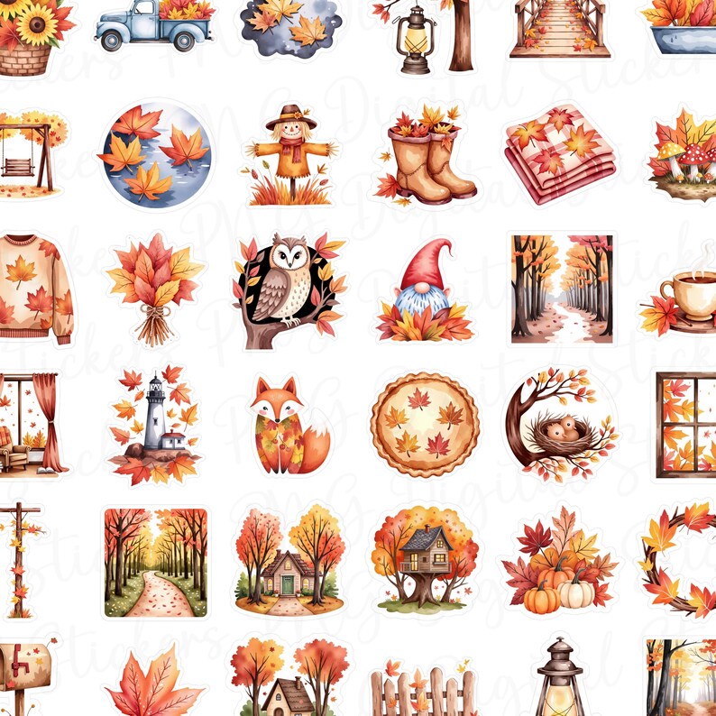 200 Fall Leaves Digital Stickers, Autumn Foliage Stickers, Nature ...