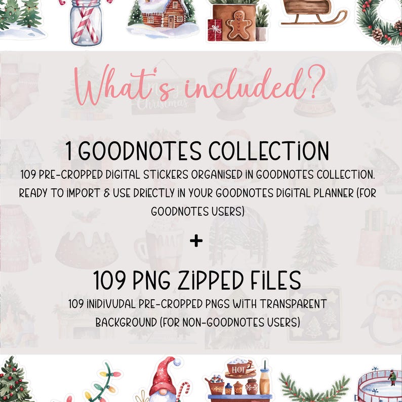 109 Christmas Planner Goodnotes Digital Stickers, Goodotes Cozy ...