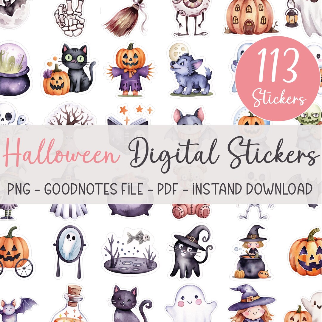 113 Halloween Digital Stickers, Cute Spooky Stickers, Halloween ...
