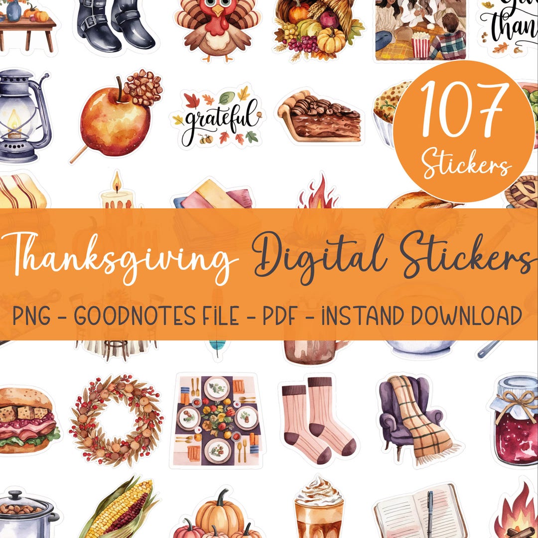 107 Thanksgiving Goodnotes Digital Planner Stickers, Goodotes Autumn ...
