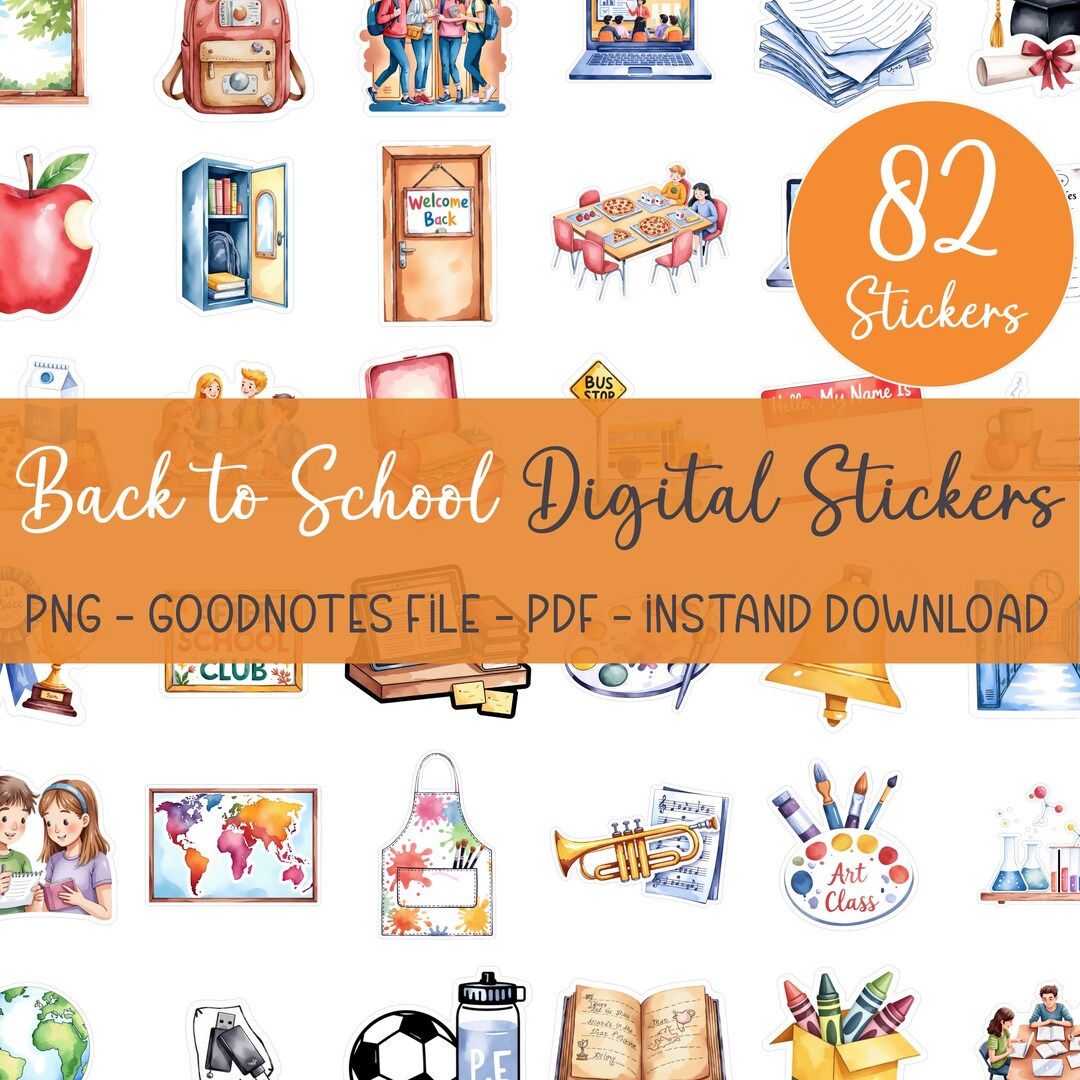 82 Back to School Digital Stickers, Classroom Stickers, School Planner ...