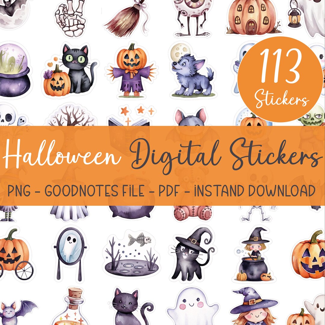 113 Halloween Digital Stickers, Cute Spooky Stickers, Halloween ...