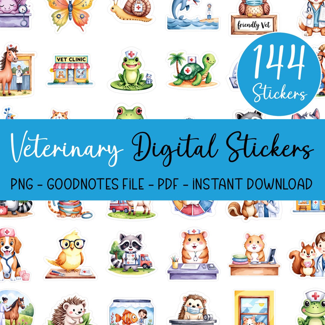 144 Vet Clinic Digital Stickers Pack Goodnotes Planner Stickers ...