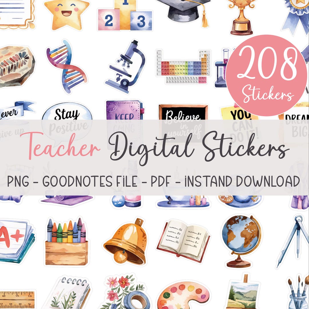 208 Teacher Stickers Digital, Teacher Digital Stickers, Classroom ...