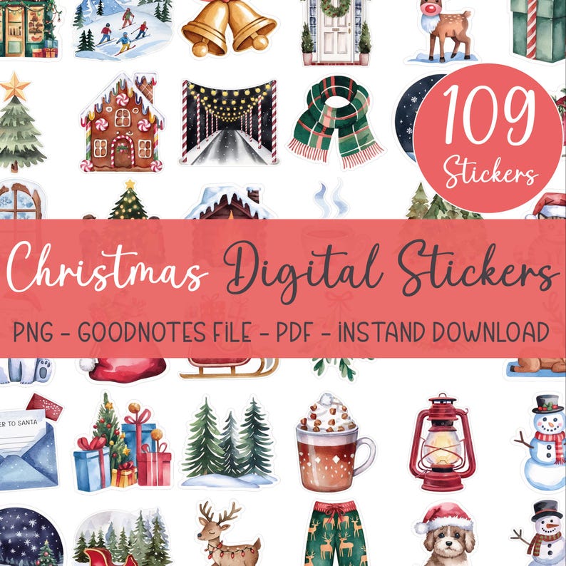109 Christmas Planner Goodnotes Digital Stickers, Goodotes Cozy ...