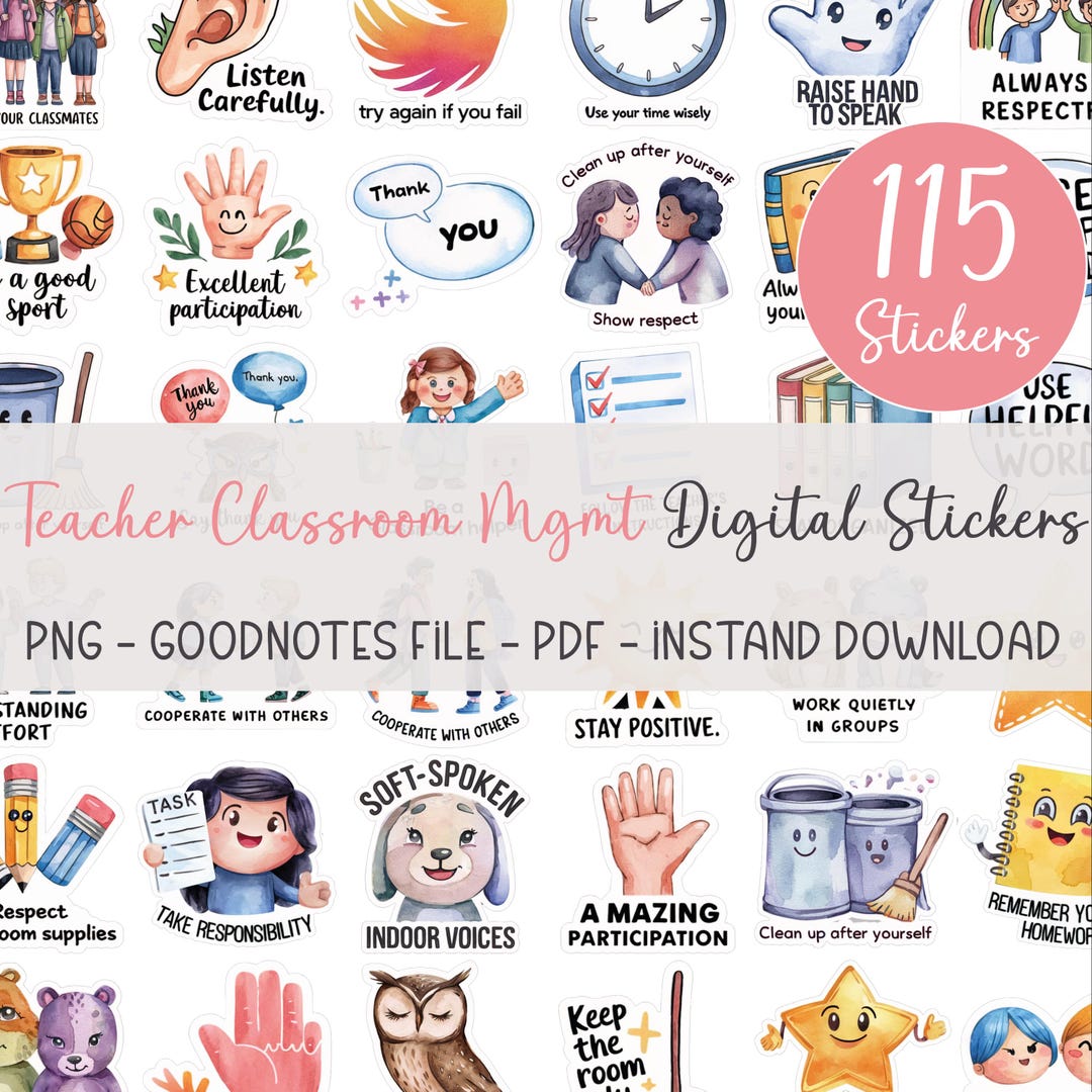 208 Teacher Stickers Digital, Classroom Management, Classroom Stickers ...