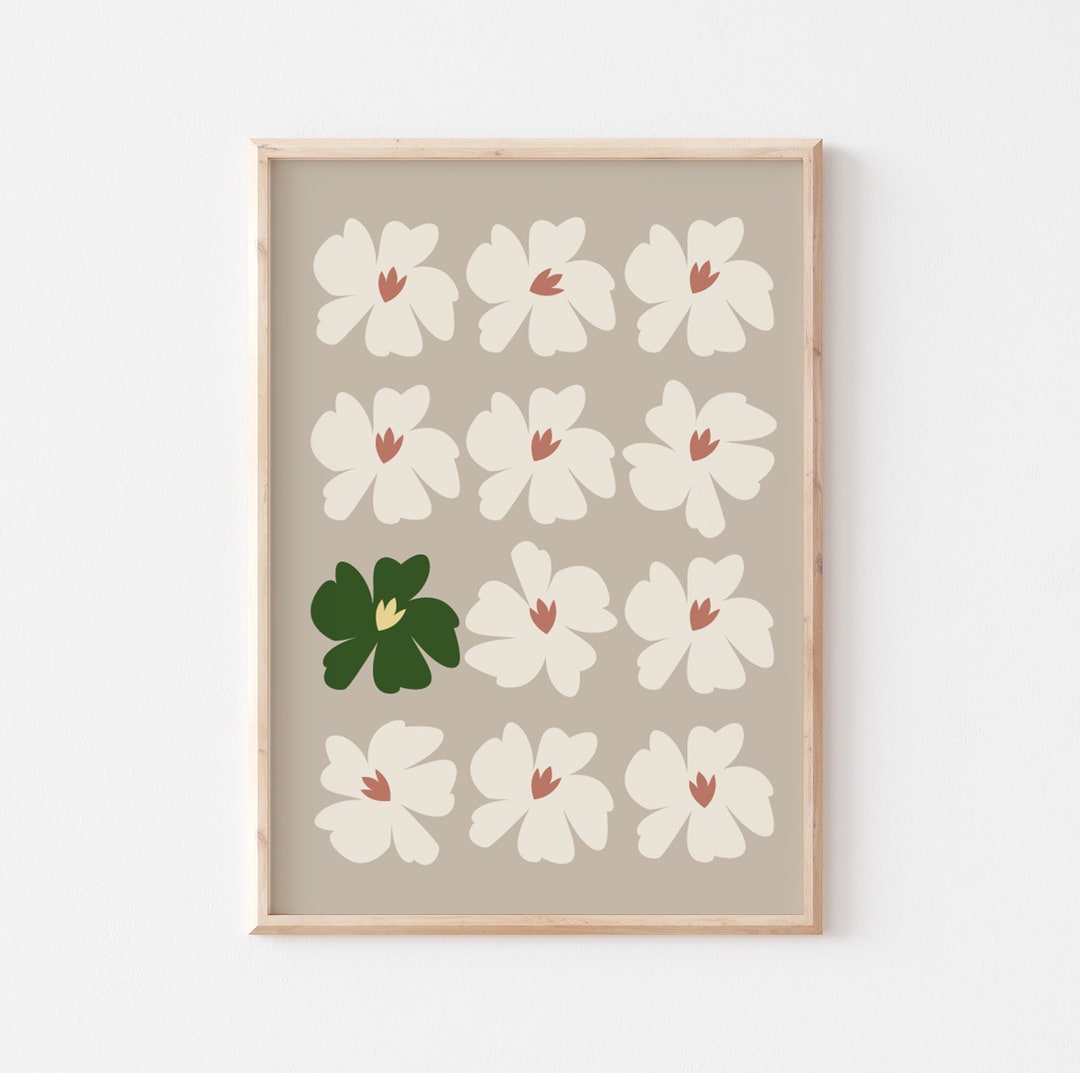 Retro Floral Print: Muted Tone Daisy Poster - Etsy