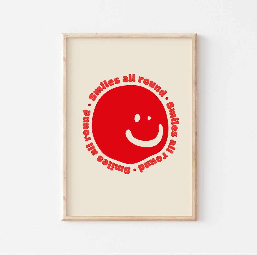 Smiley Face Print, Smiles All Round Quote Print, Nursery Print, Gallery ...