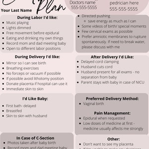 Visual Editable Labor Delivery Plan Canva Template | Labor Delivery ...