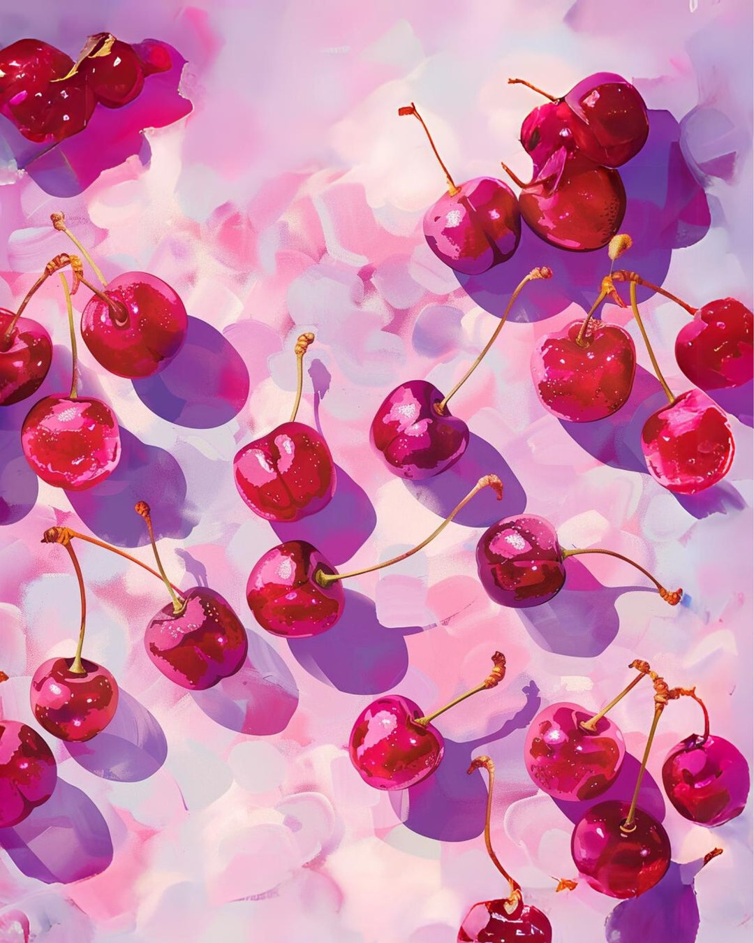 Cherries Wall Art, Cute Cherry Wall Poster, Cute Art Print, Apartment ...