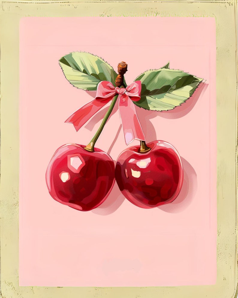Cherry Poster, Retro Wall Art, 70s Psychedelic Print, Funky Wall Decor ...