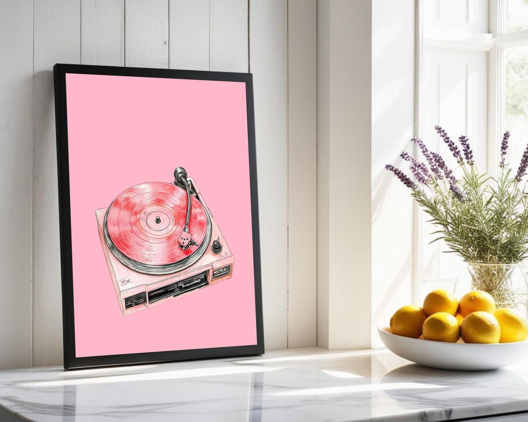 Vinyl Print, Pink Vinyl Record Poster, Retro Record Print, Vintage ...