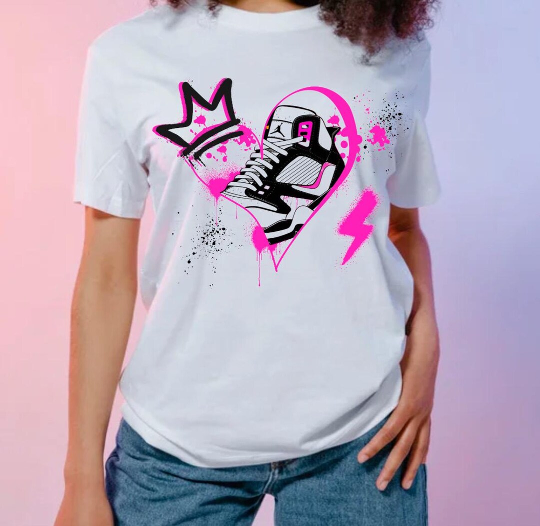 Sneaker Matching T-shirt – Retro 6, Pink Graffiti Heart Design - Etsy