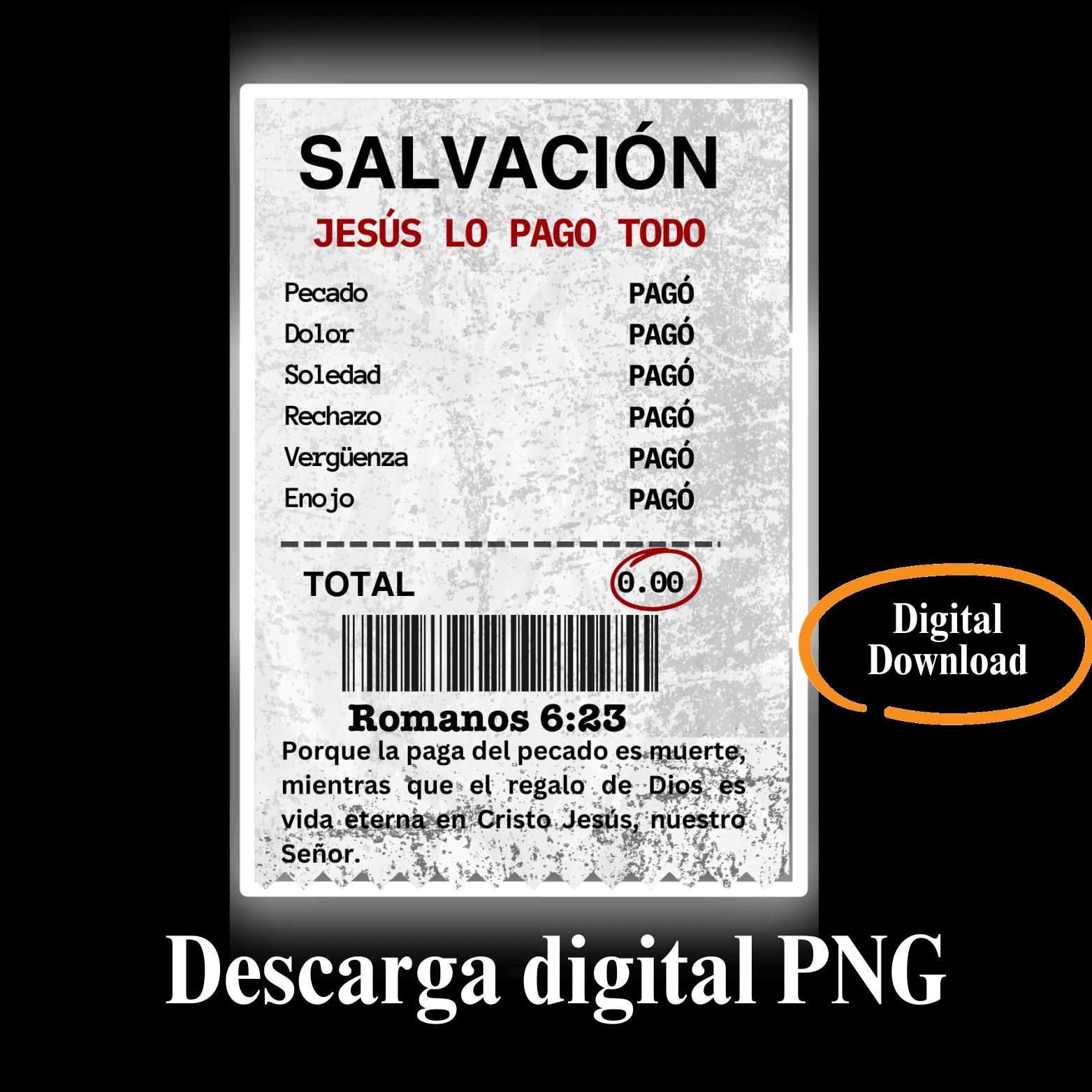 Recibo De Salvacion, Salvation Receipt in Spanish, PNG, **descarga ...