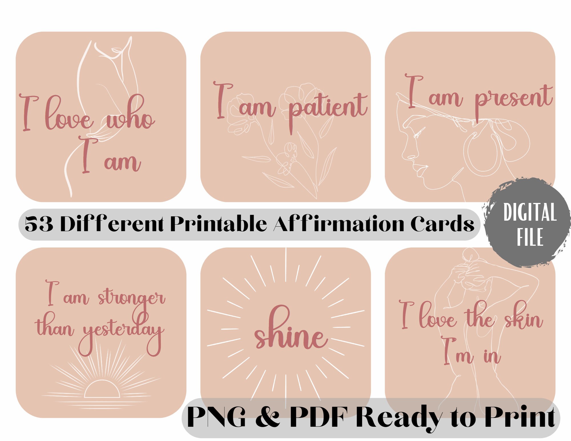 Daily Affirmation, Printable Cards, Motivational , Mental Health ...