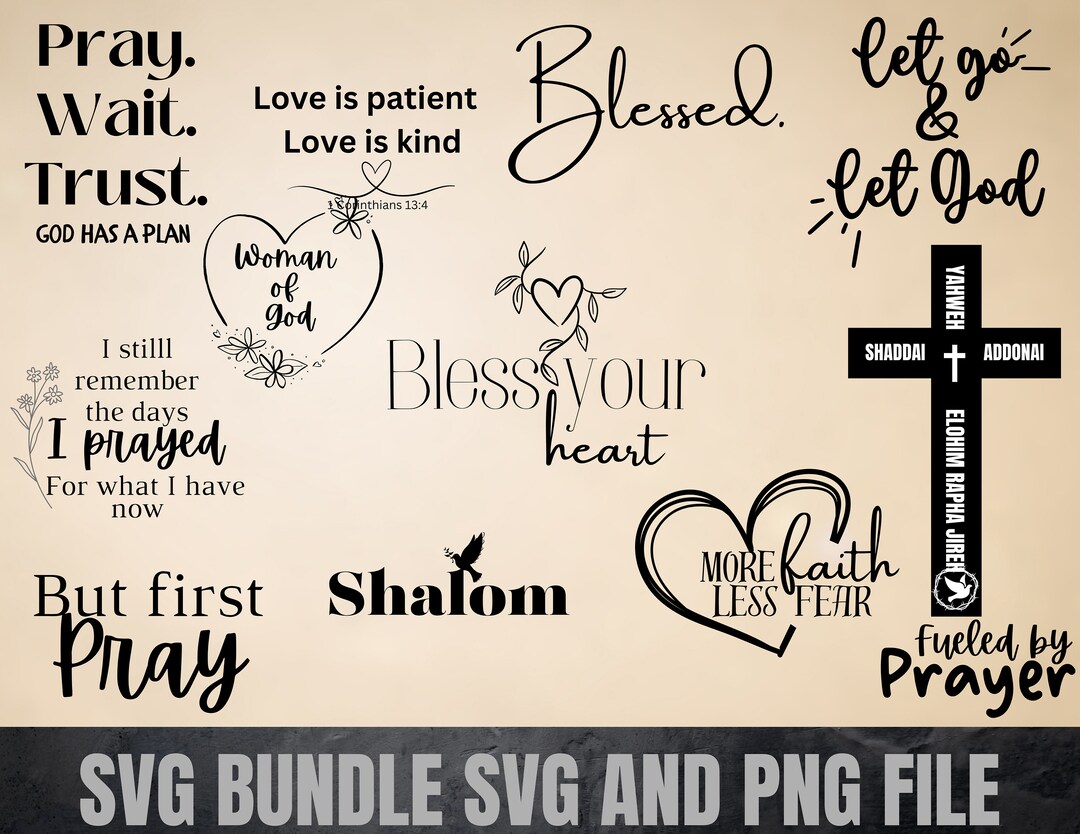 Christian SVG Bundle, 12 Images, Faith Bundle, Jesus Svg, Let Go & Let ...