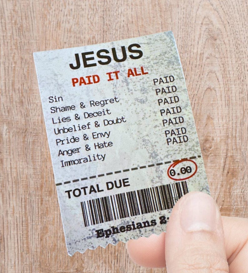 Salvation Receipt STICKERS, Different Sizes, Jesus Paid It All ...
