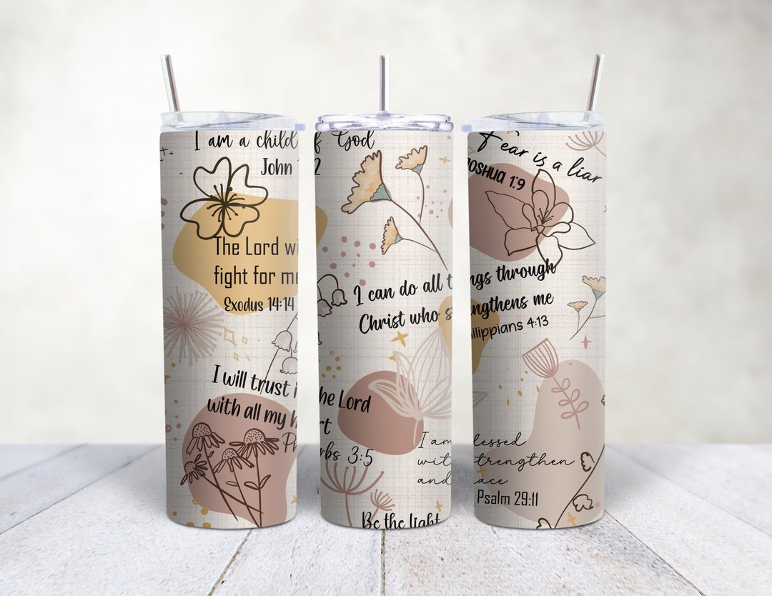 Tumbler With Biblical Scriptures, Christian Affirmation Tumbler, Bible ...