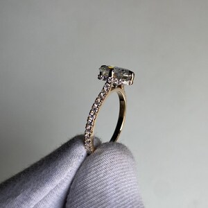 Compass Set Engagement Ring 18K Solid Gold Radiant Cut D VVS Moissanite ...