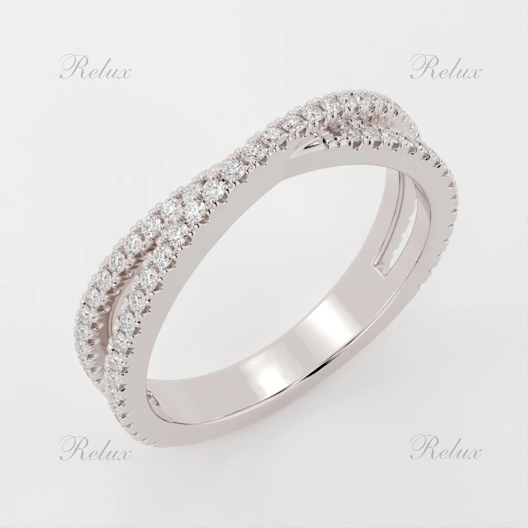 Ring Enhancer and Wrap Stackable Band Split Shank Moissanite Diamond ...