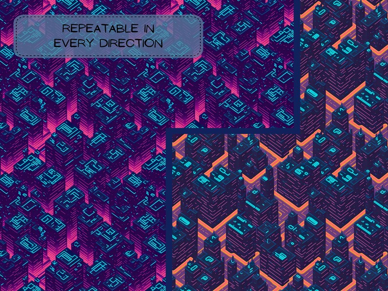 Printable City Digital Paper Seamless Pattern Printable Wallpaper ...